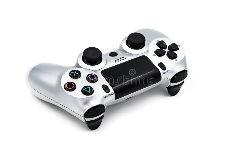 Silver Gaming Console Controller Stock Photo - Image of game, dualshock ...