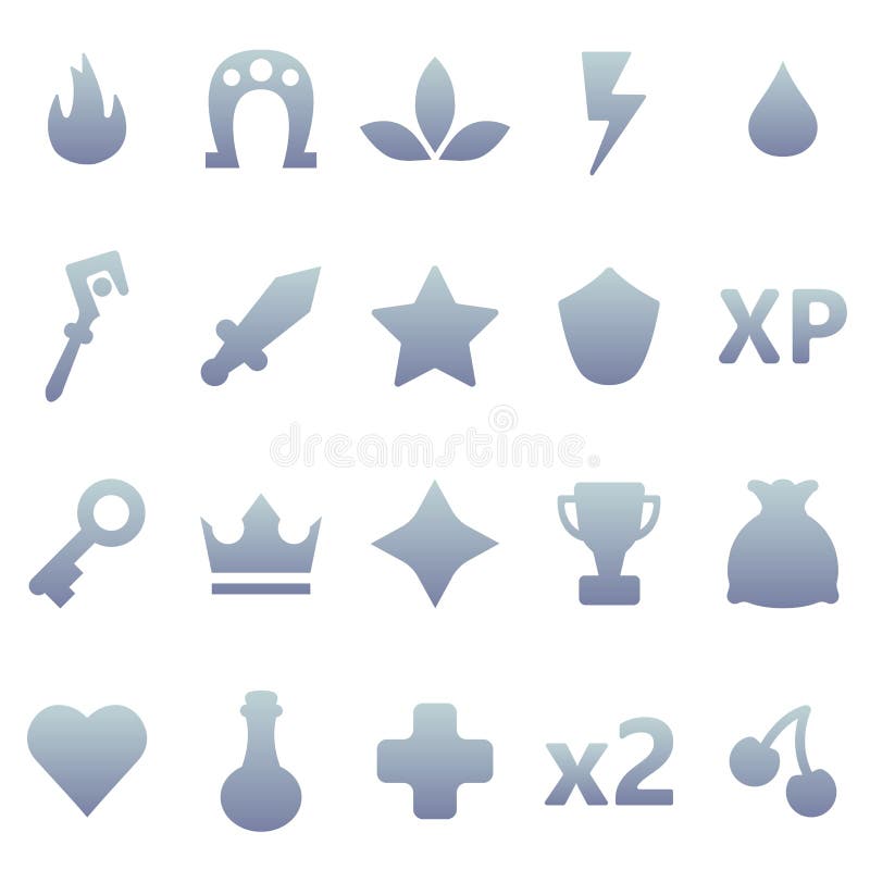 Silver Gaming Icons Set. Assets Set for Game Design and Web Application ...