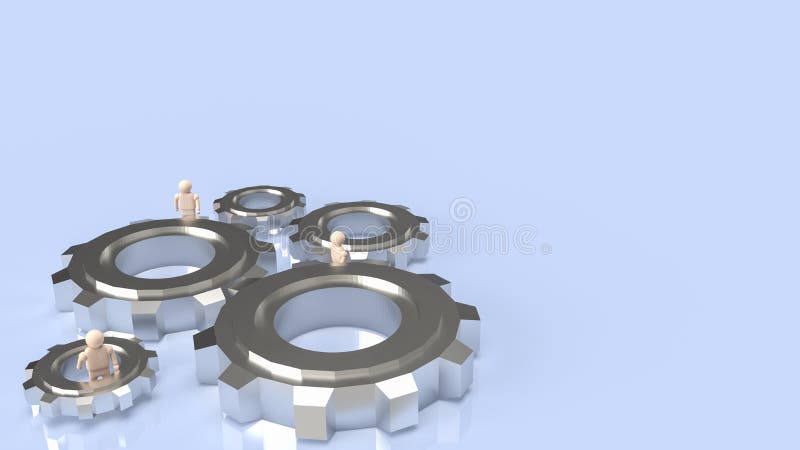 The Silver Gear on Blue Background for Technology Concept 3d Rendering ...