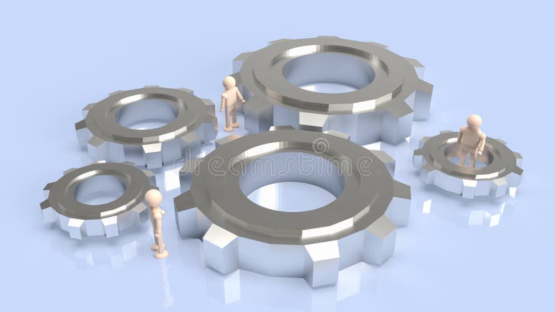 The Silver Gear on Blue Background for Technology Concept 3d Rendering ...