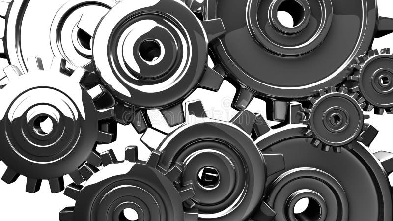 Silver Gears on White Background. Stock Illustration - Illustration of ...