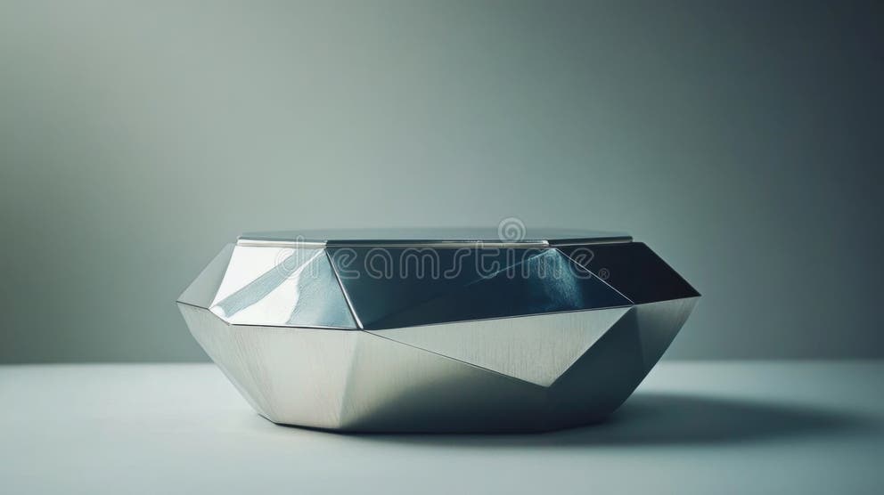 Silver Geometric Shaped Display Box on White Surface Stock Illustration ...