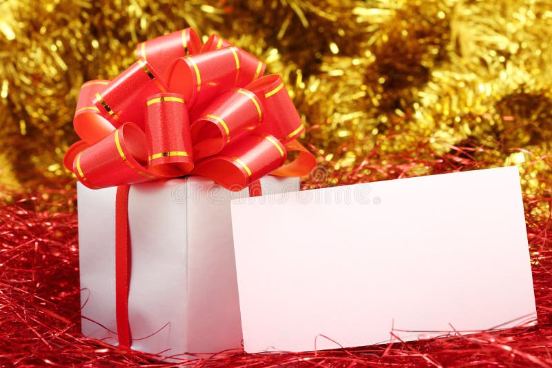 Silver Gift Wrapped Present with Green Satin Bow Stock Image - Image of ...