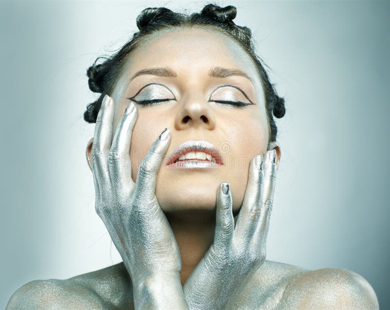 Silver girl stock photo. Image of cover, people, studio - 14579328