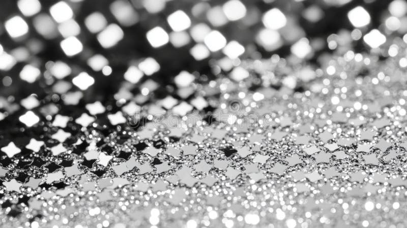 Silver Glitter Background with Star Shaped Confetti Stock Illustration ...