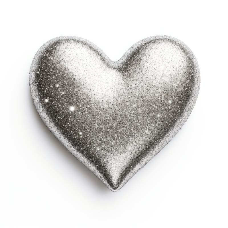 Silver Glitter Heart Isolated. Valentine Day Stock Image - Image of ...