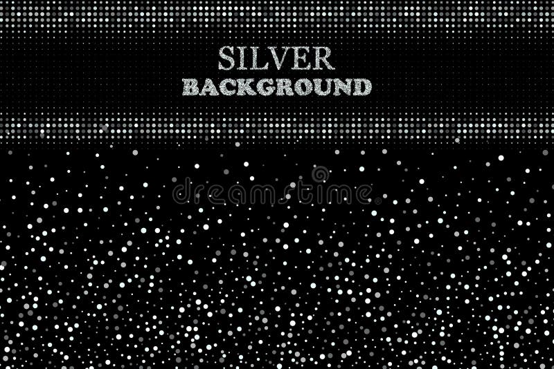 Silver Glitter Lines for Frame or Border on Black Background, Vector ...