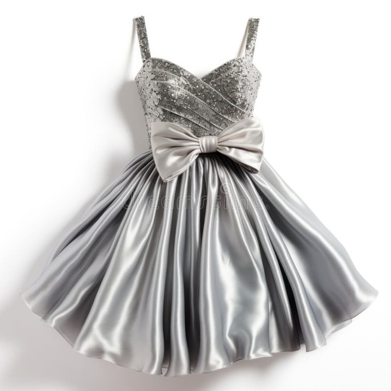 Silver Glitter Party Dress Isolated on White Stock Image - Image of ...