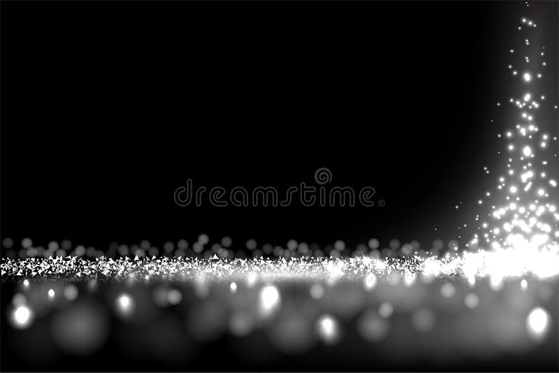 Silver Glitter and Sparkle of Falling Confetti in Spotlight Light Beam ...