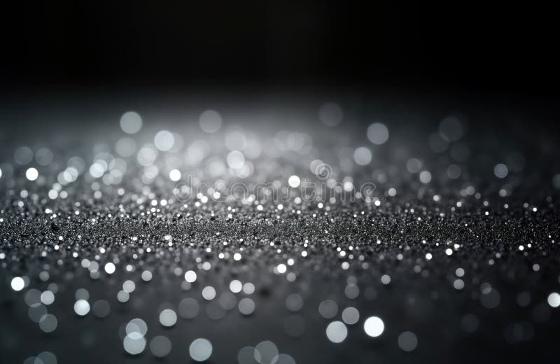 Silver Glitter Sparkles on Dark Background. Shimmering Details Create ...