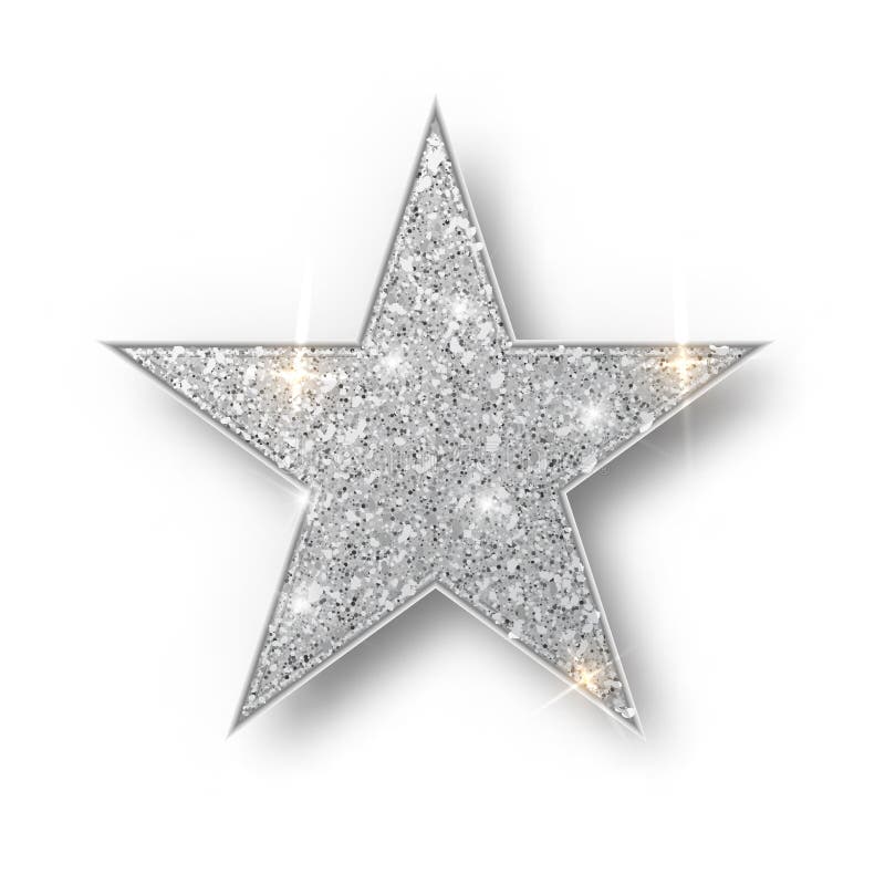 Silver Glitter Star Vector Isolated. Silver Sparkle Luxury Design ...