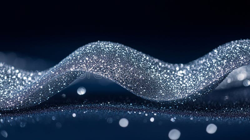 Silver Glitter Strands Create a Shimmering Wave Pattern Against a Dark ...