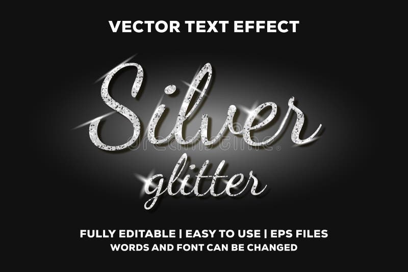 Silver glitter text effect stock vector. Illustration of reflection ...