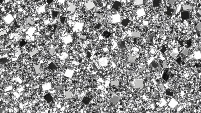 Silver Glitter Texture Background with Square Pieces Stock Illustration ...