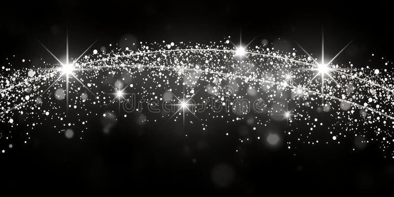 Silver Glitter Trail on Black Background Stock Illustration ...