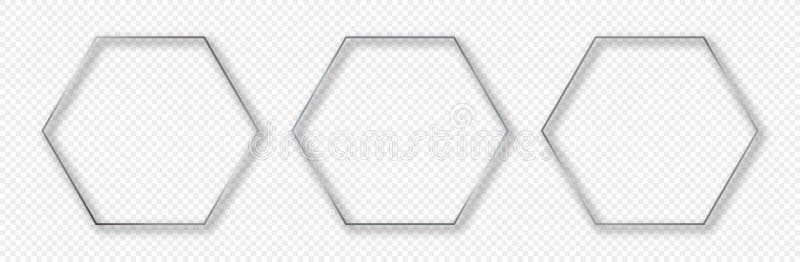 Silver Glowing Hexagon Frame Stock Vector - Illustration of background ...