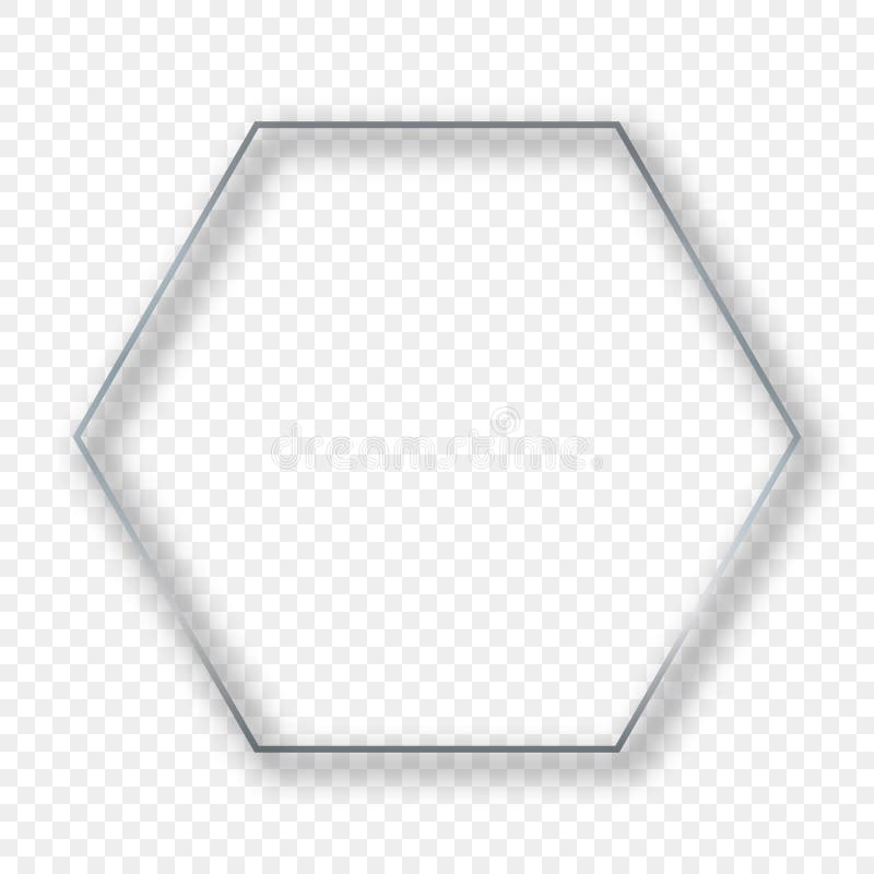 Silver Glowing Hexagon Frame with Shadow Stock Vector - Illustration of ...