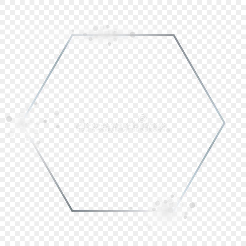 Silver Glowing Hexagon Frame with Sparkles Stock Vector - Illustration ...