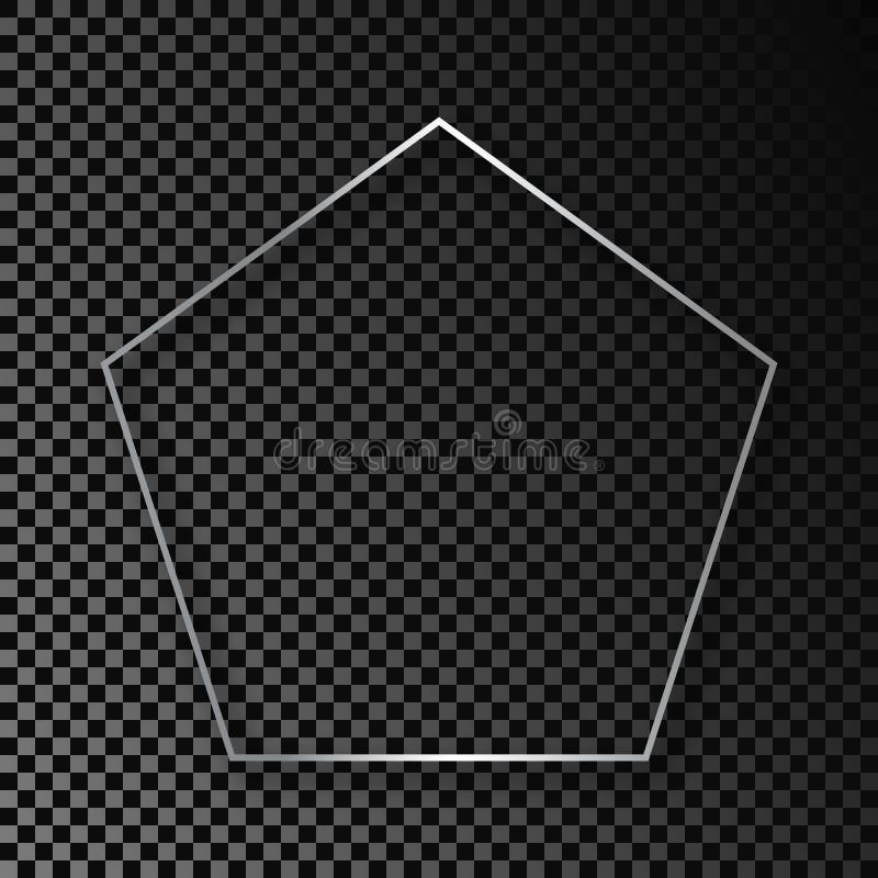 Silver Glowing Pentagon Shape Frame with Shadow Stock Vector ...