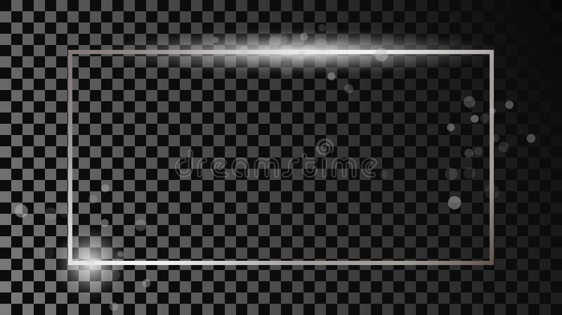 Silver Glowing Rectangular Shape Frame with Sparkles Stock Vector ...