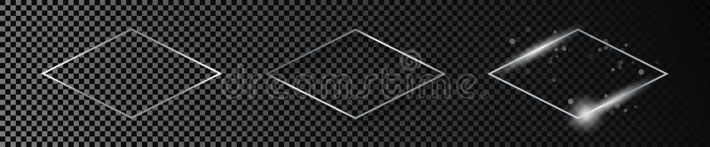 Silver Glowing Rhombus Shape Frame Stock Vector - Illustration of ...