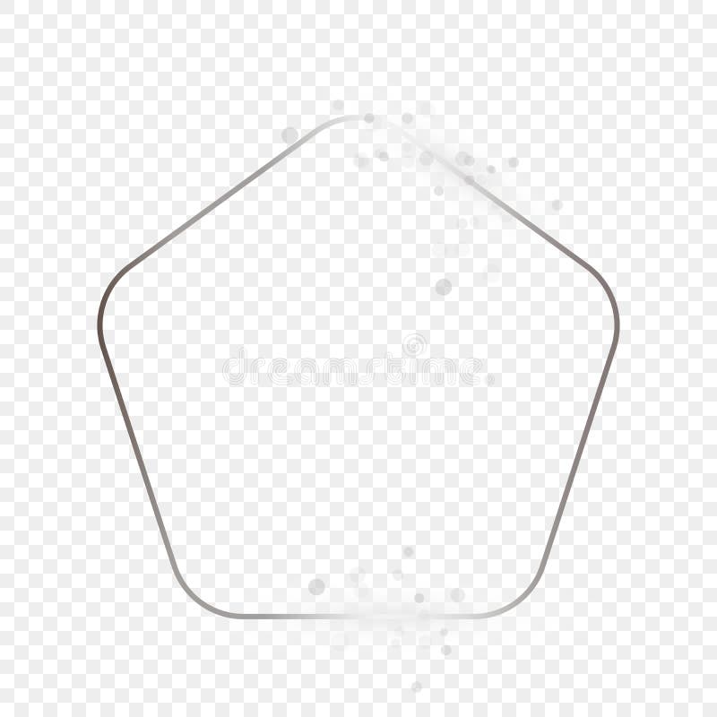 Silver Glowing Rounded Pentagon Shape Frame with Sparkles Stock Vector ...