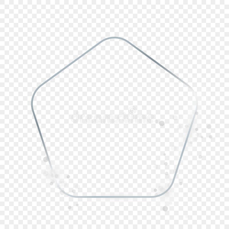 Silver Glowing Rounded Pentagon Shape Frame with Sparkles Stock Vector ...