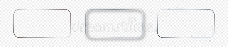 Silver Glowing Rounded Rectangular Frame Stock Vector - Illustration of ...
