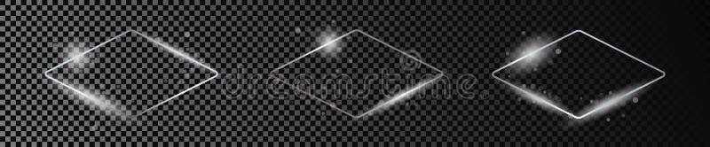 Silver Glowing Rounded Rhombus Shape Frame Stock Vector - Illustration ...