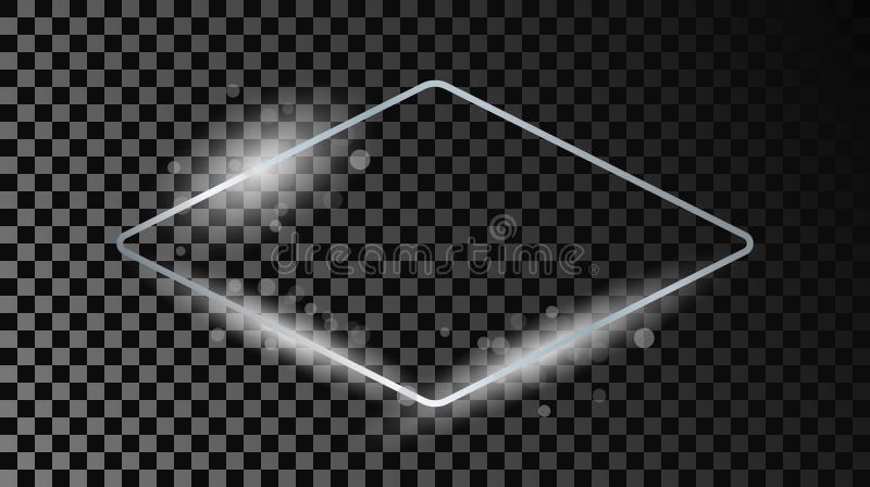 Silver Glowing Rounded Rhombus Shape Frame with Sparkles Stock Vector ...