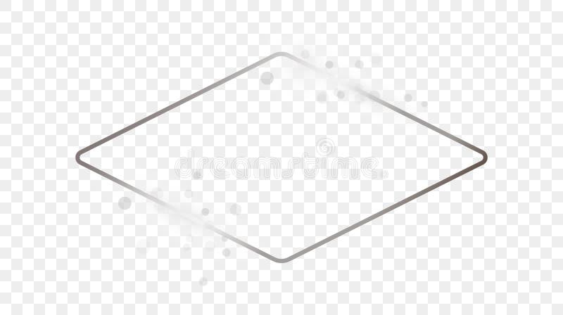 Silver Glowing Rounded Rhombus Shape Frame with Sparkles Stock Vector ...