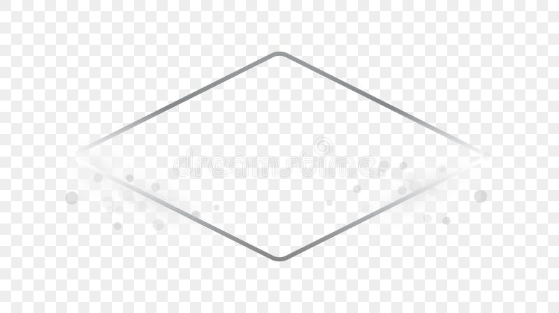 Silver Glowing Rounded Rhombus Shape Frame with Sparkles Stock Vector ...