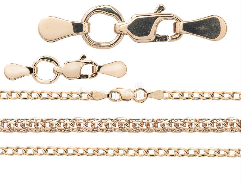 Silver Gold Chain Pendant Weaving Macro Fragments Element Isolated on ...