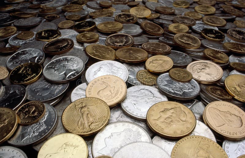Silver and Gold Coins editorial stock image. Image of rare - 6238489