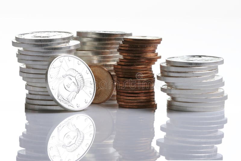 Silver and gold coins stock photo. Image of wealthy, silver - 6381714