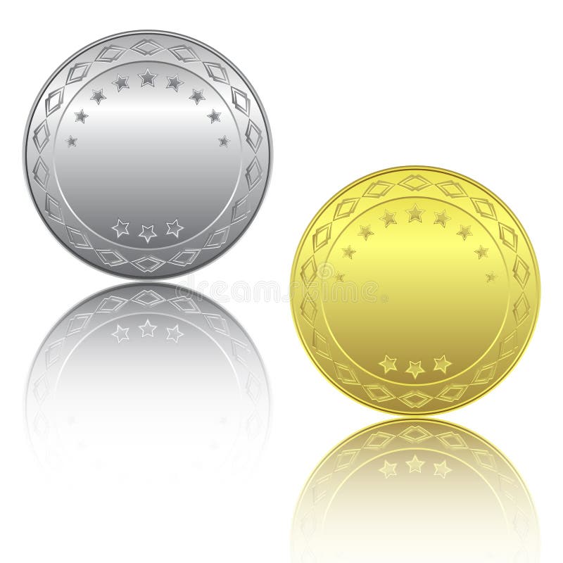 Silver and gold coins stock vector. Illustration of light - 58064443