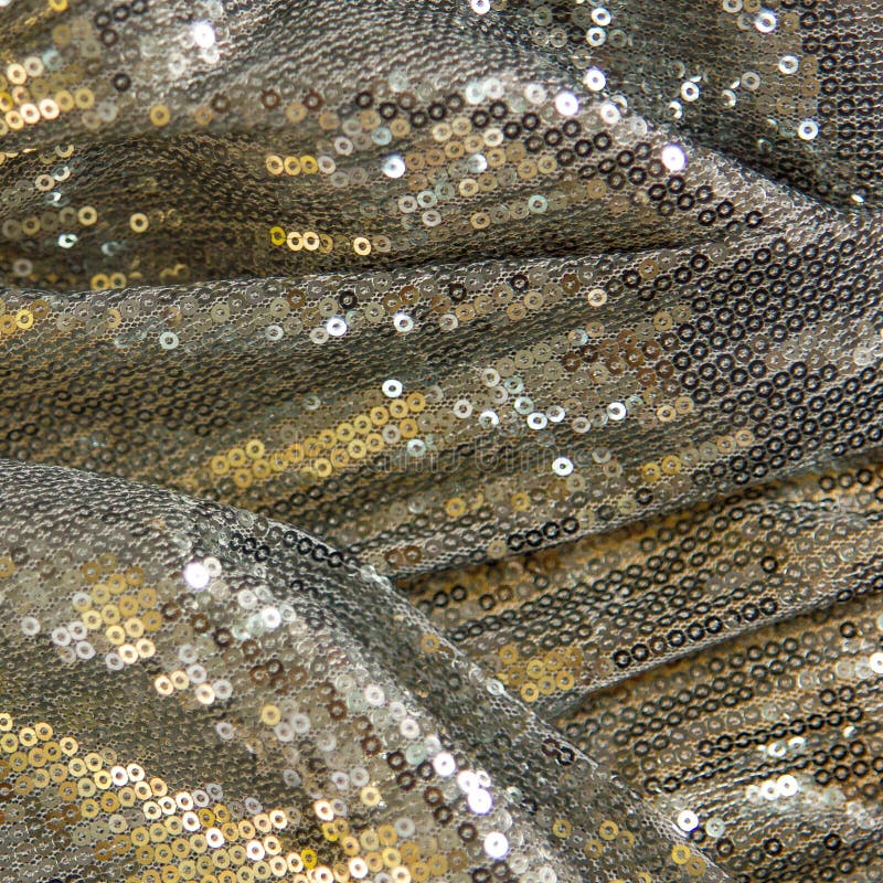 Silver, Gold Fabric Texture with Spangles Stock Photo - Image of detail ...