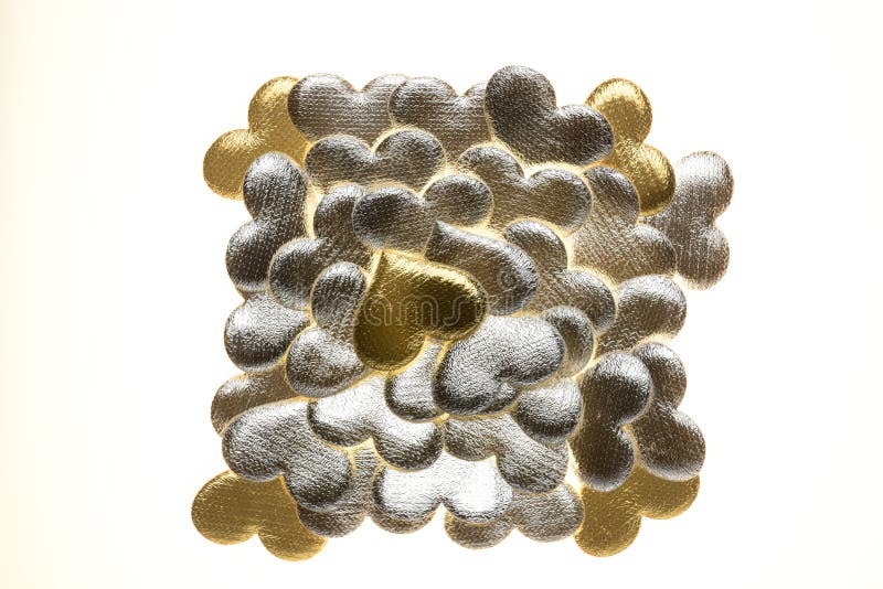 Silver and Gold Hearts with Dramatic Background and Lighting Stock ...