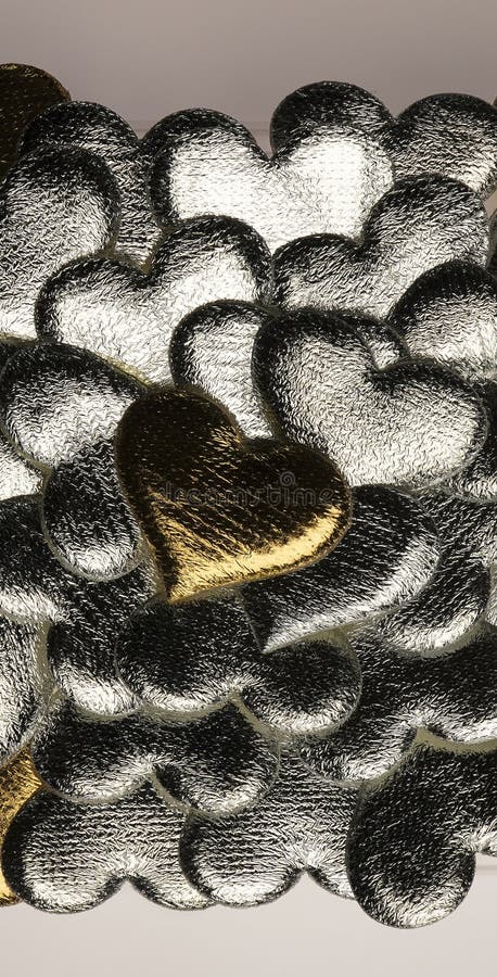 Silver and Gold Hearts with Dramatic Background and Lighting Stock ...