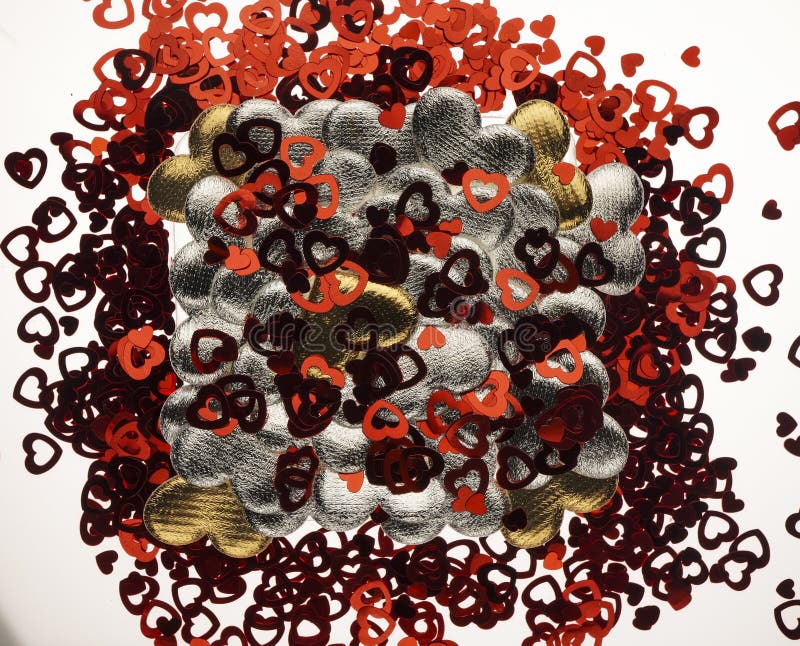 Silver and Gold Hearts with Dramatic Background and Lighting Stock ...