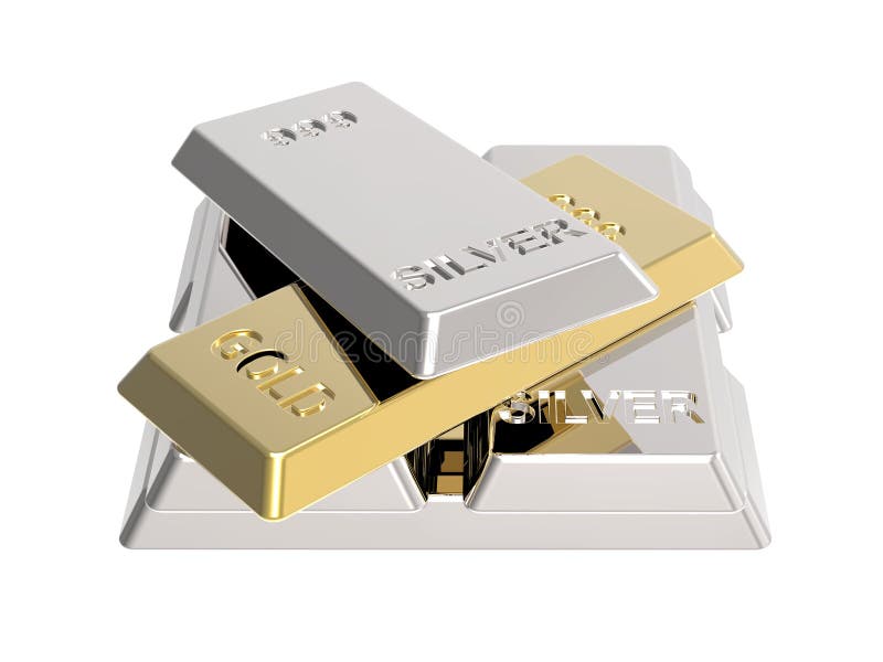Gold Ingots Isolated on White. Stock Illustration - Illustration of ...