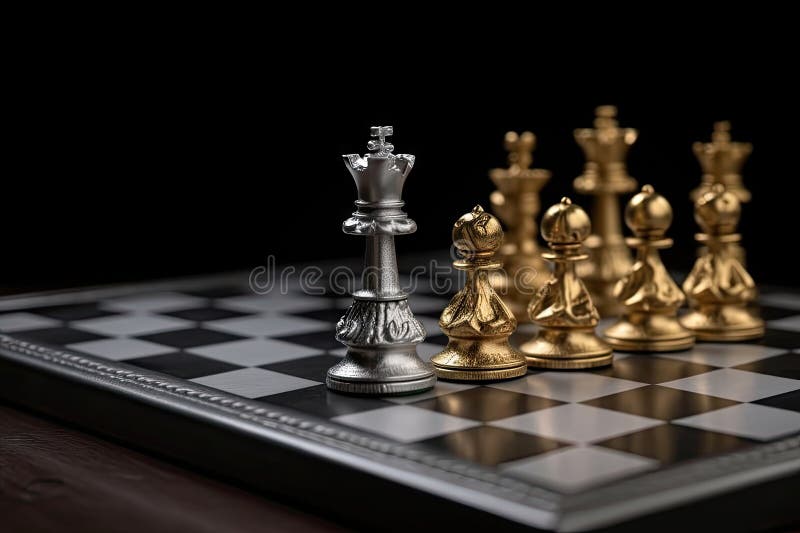 Silver Gold King Chess Game Board Stock Image - Image of chessboard ...