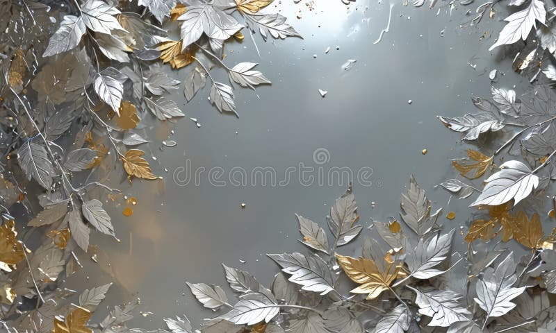Silver and Gold Leaf Background Stock Illustration - Illustration of ...