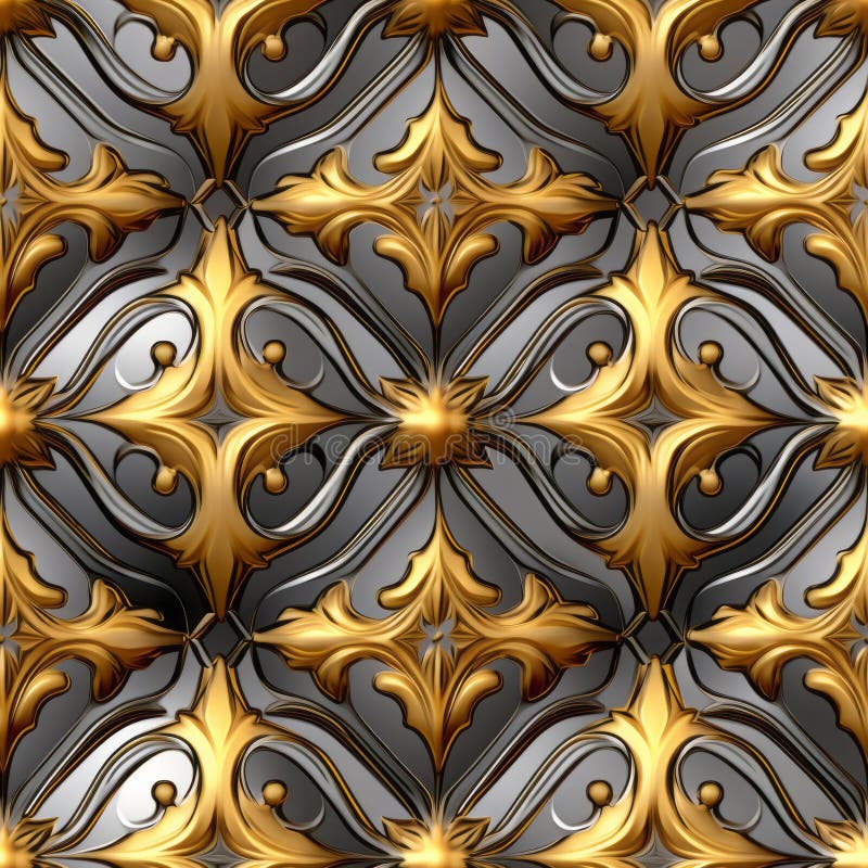 Silver and Gold Metal Background. Seamless Metallic Tile Pattern Stock ...