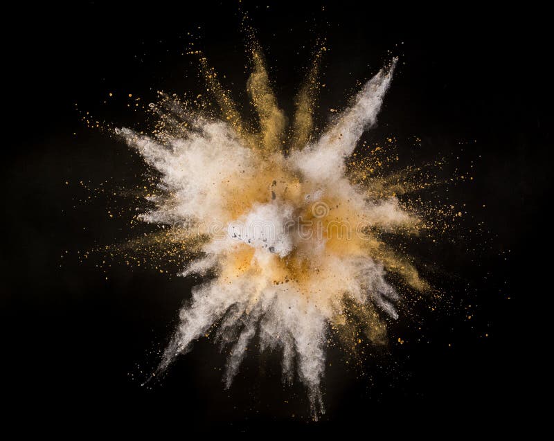 Silver and Gold Powder Explosion on Black Background. Stock Image ...