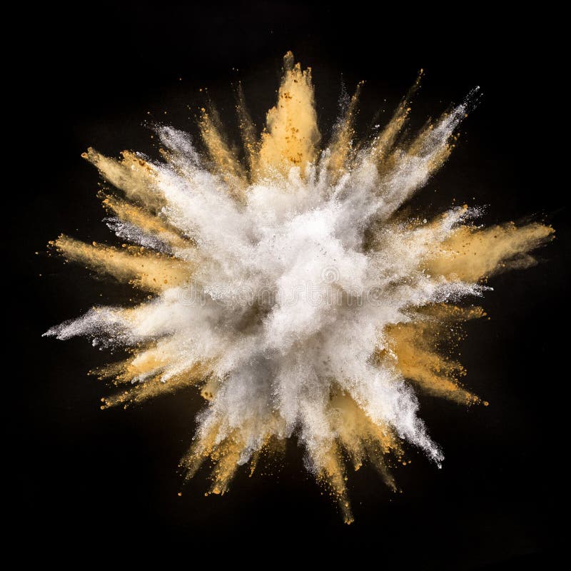Silver and Gold Powder Explosion on Black Background. Stock Photo ...