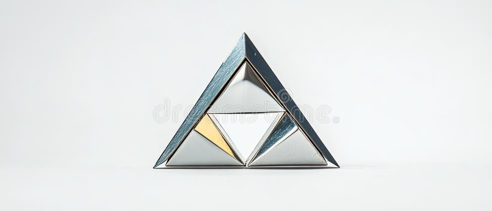 A Silver and Gold Triangular Shape with a White Background Stock ...