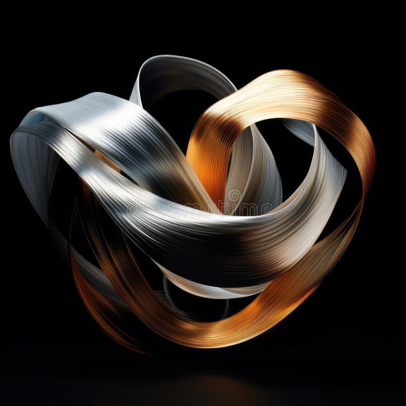 A Silver and Gold Twisted Ribbon Stock Illustration - Illustration of ...