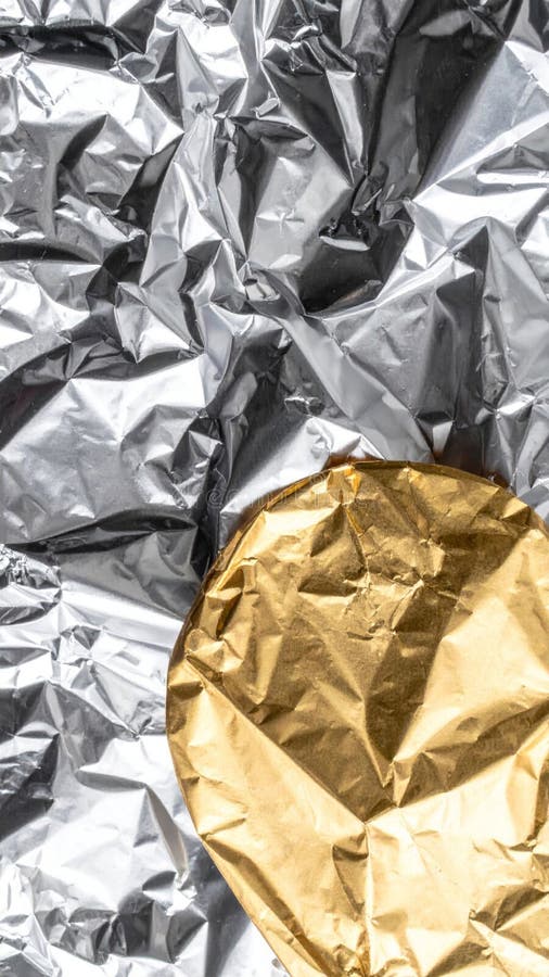 Silver and Golden Aluminum Foil Crumpled with Texture Background ...