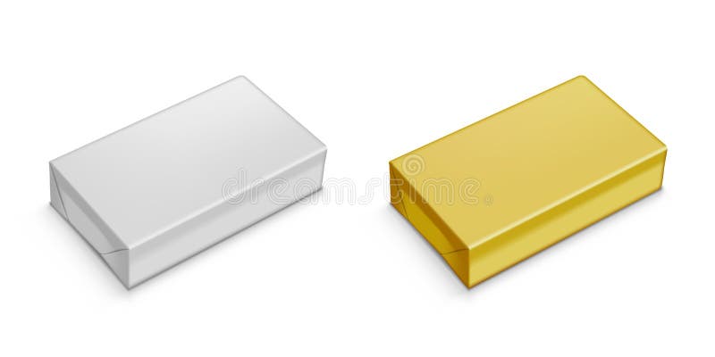 Silver and Golden Butter Paper Package on White Stock Vector ...